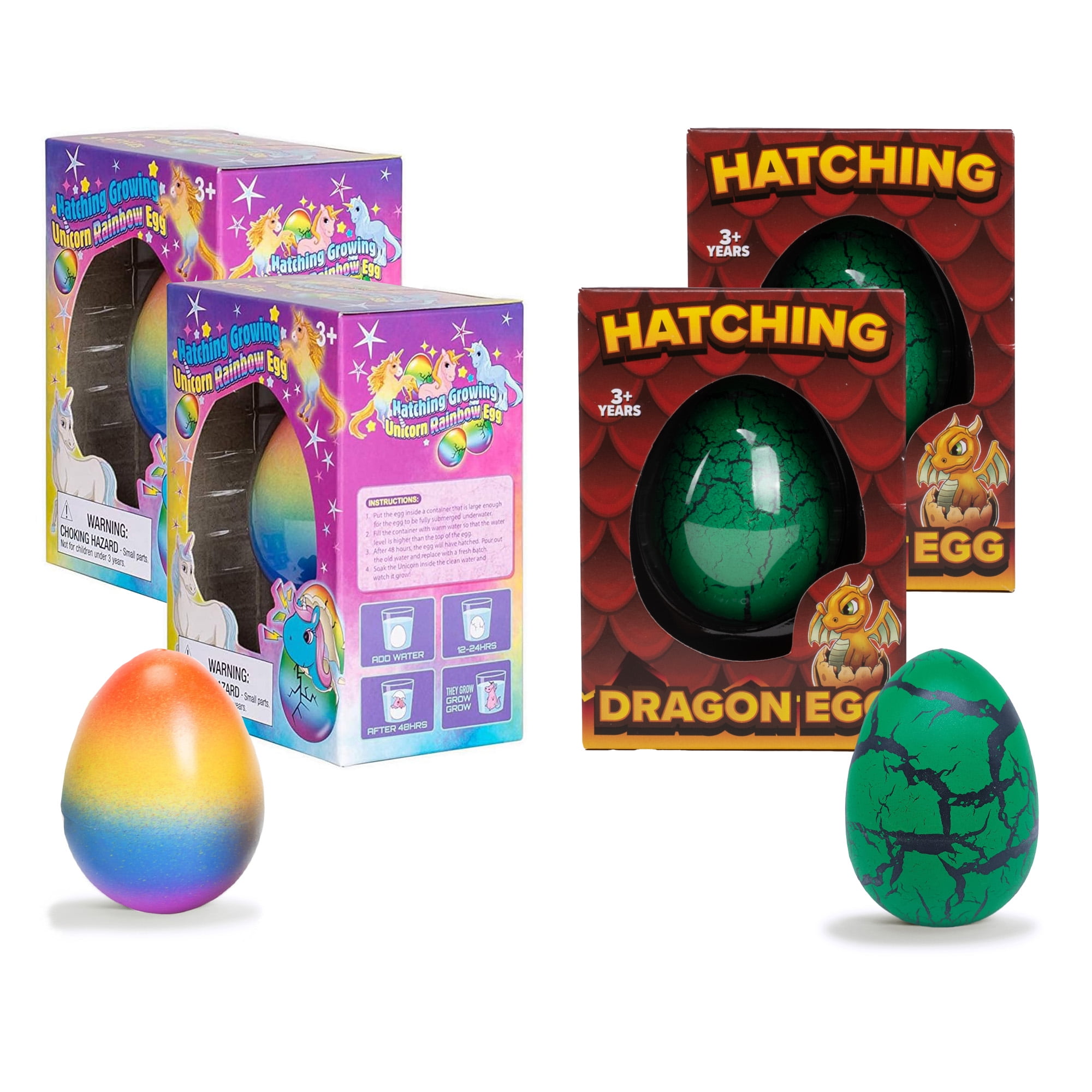 Class Collections Surprise Growing Dragon and Unicorn Hatch Egg Kids Novelty Toy - Pack of 4 ...