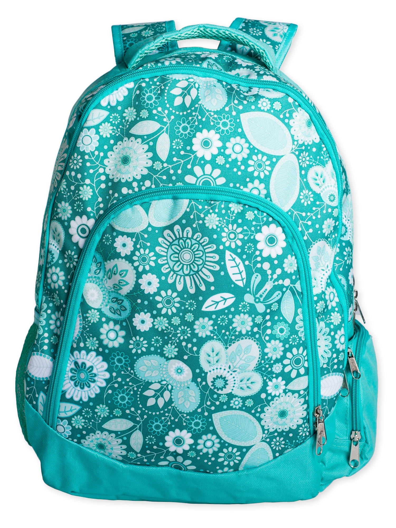Teal Floral Motif Reinforced and Water Resistant Padded Laptop School ...