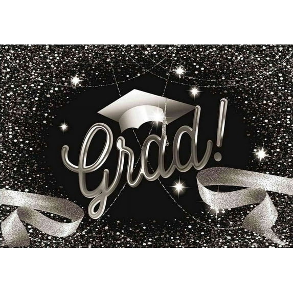 Class Graduation Backdrop Photography Gold and Blue Bachelor Cap ...