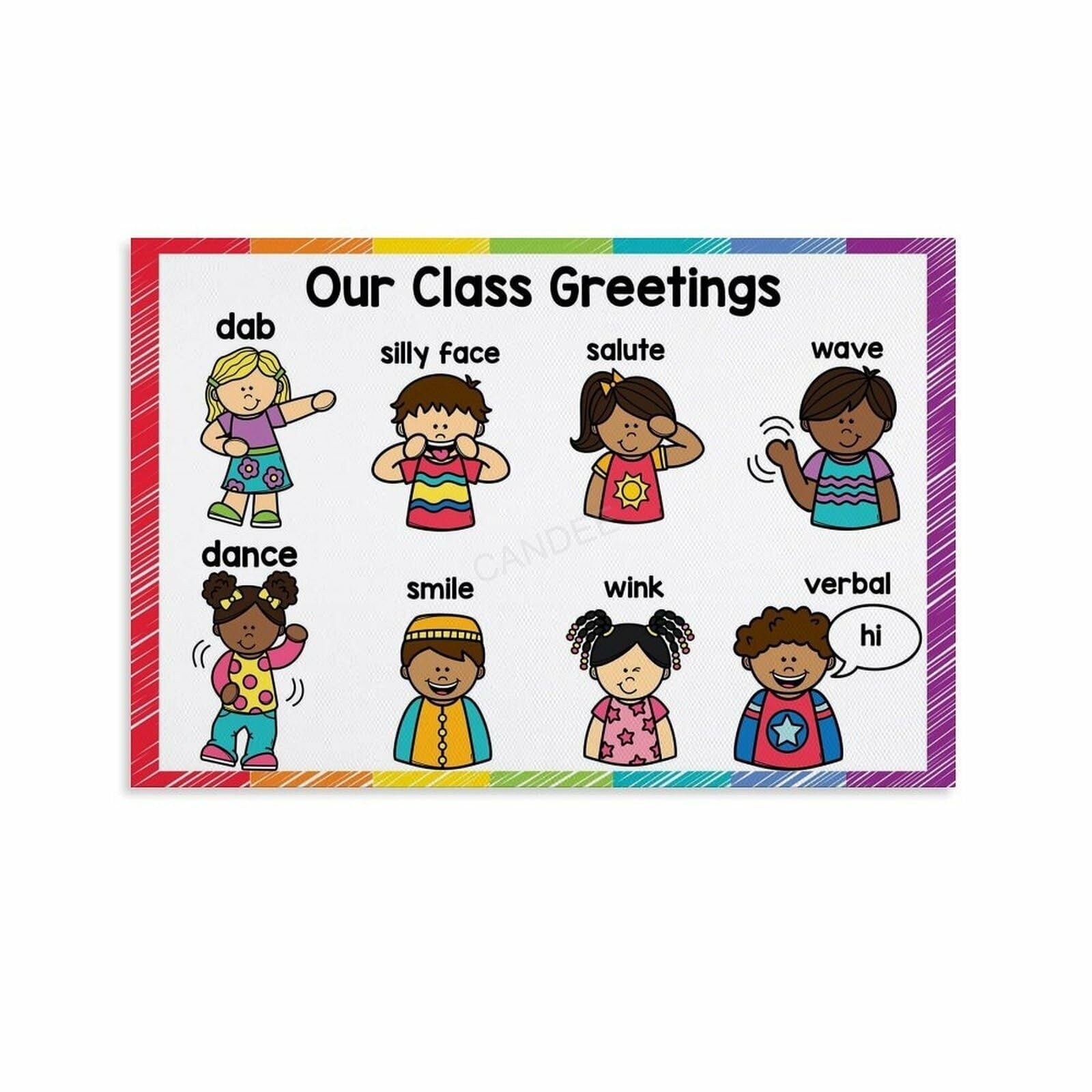 Class Greetings Poster Classroom Rules Educational for Preschool (4 ...