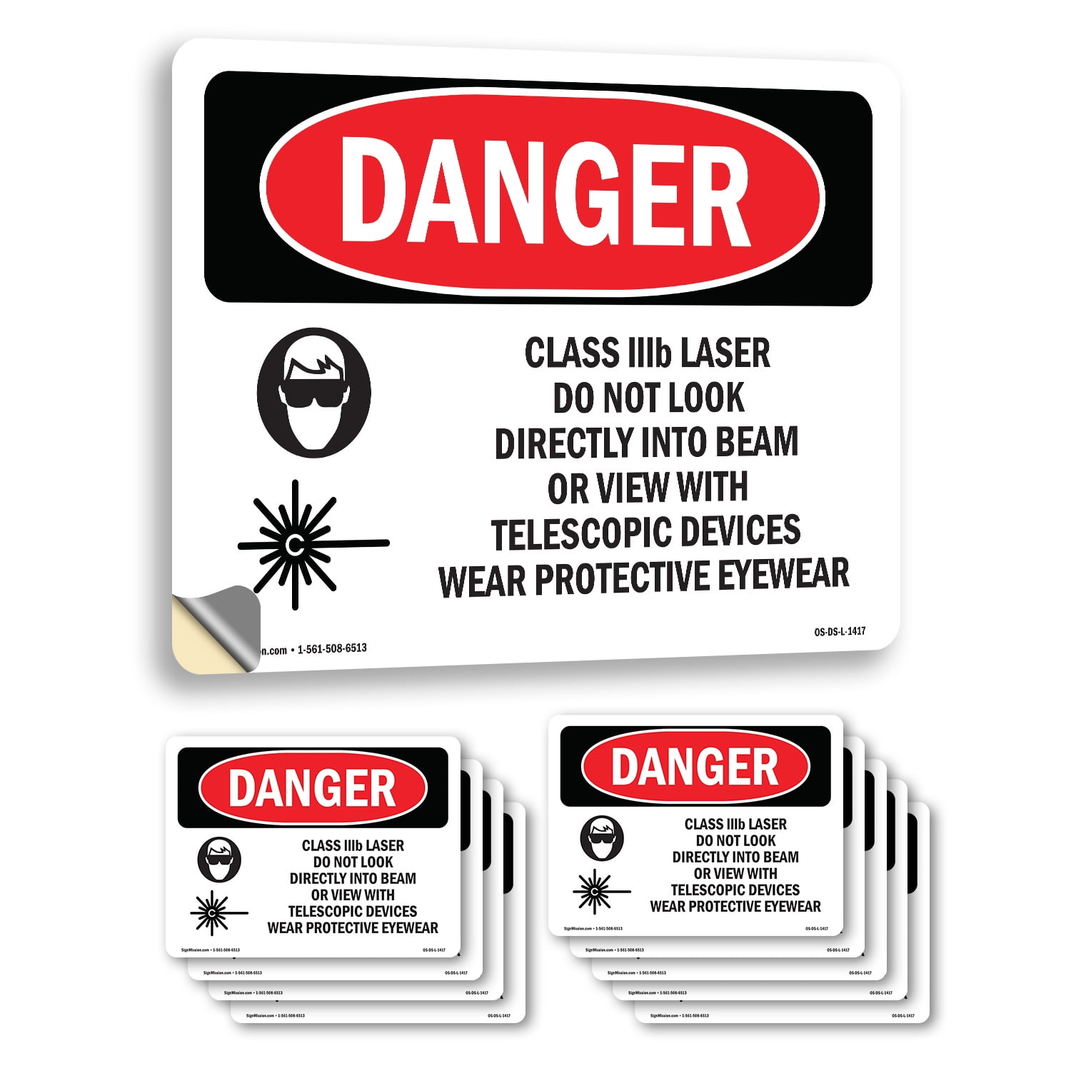 Class IIIb Laser Do Not Look Into Beam OSHA Danger Vinyl Decal Label 10 ...