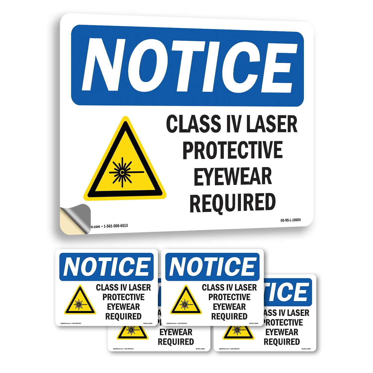 Class IV Laser Protective Eyewear With Symbol OSHA Notice Vinyl Decal ...