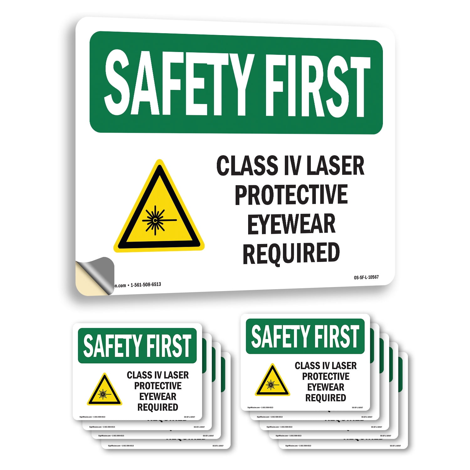 Class IV Laser Protective Eyewear With Symbol OSHA SAFETY FIRST Vinyl ...