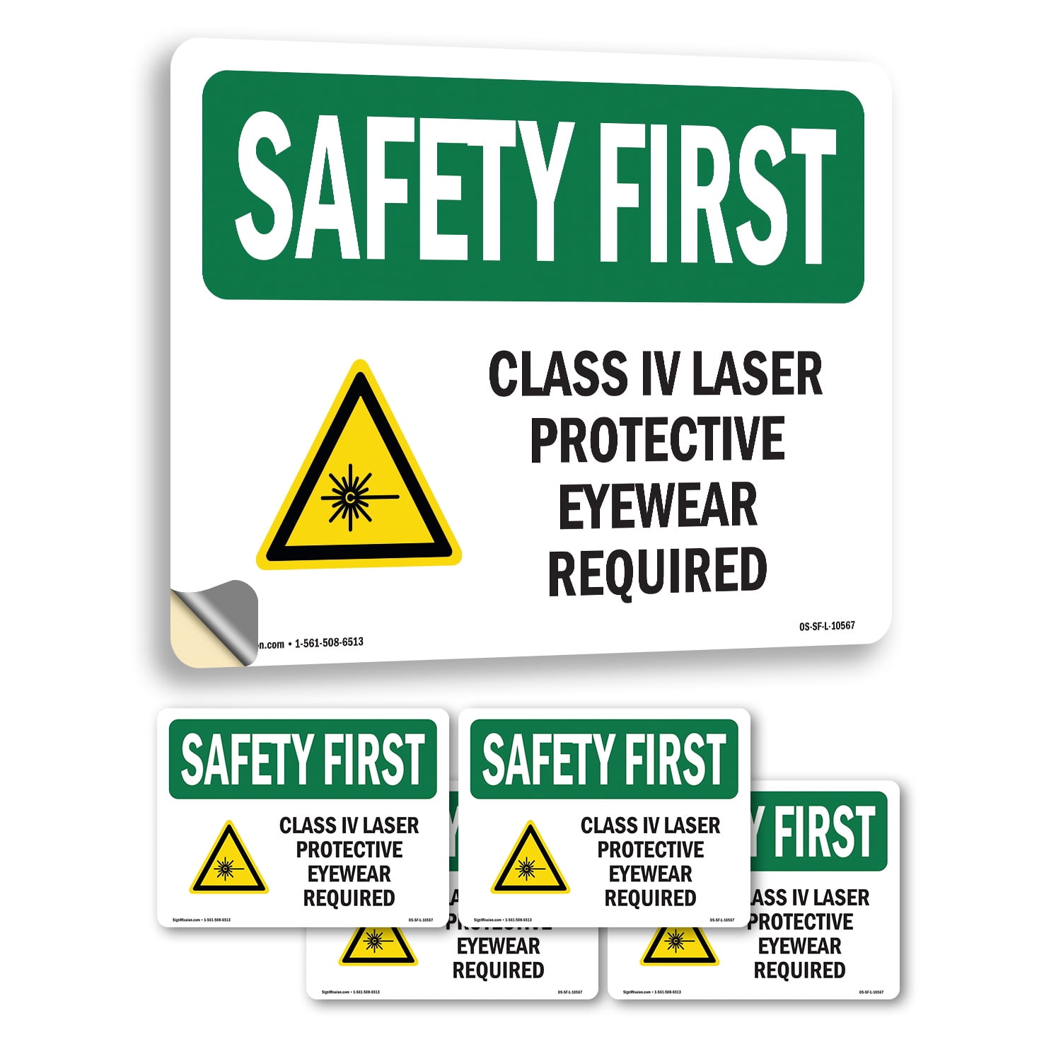 Class IV Laser Protective Eyewear With Symbol OSHA SAFETY FIRST Vinyl ...