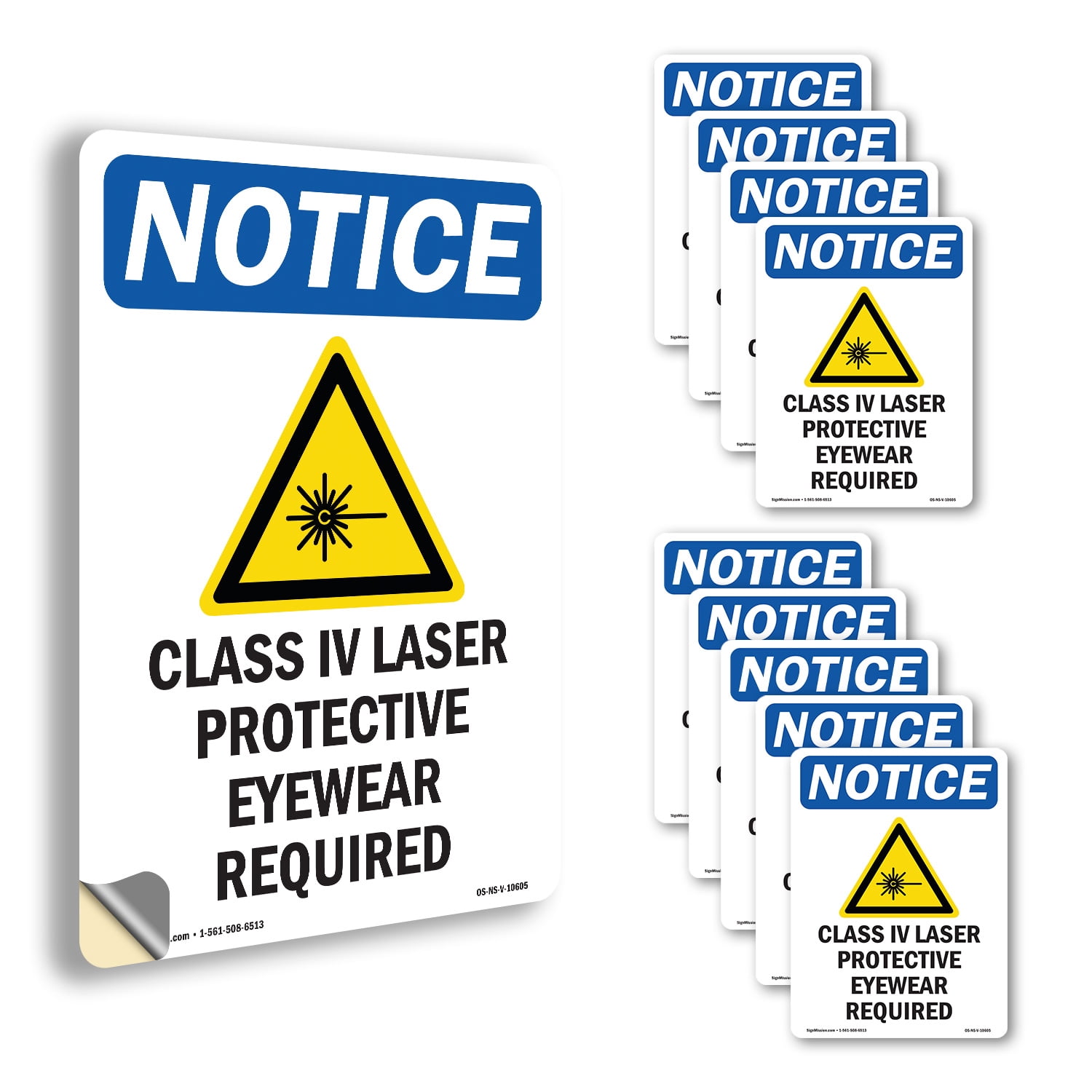 Class IV Laser Protective With Symbol OSHA Notice Vinyl Decal Label 24 ...
