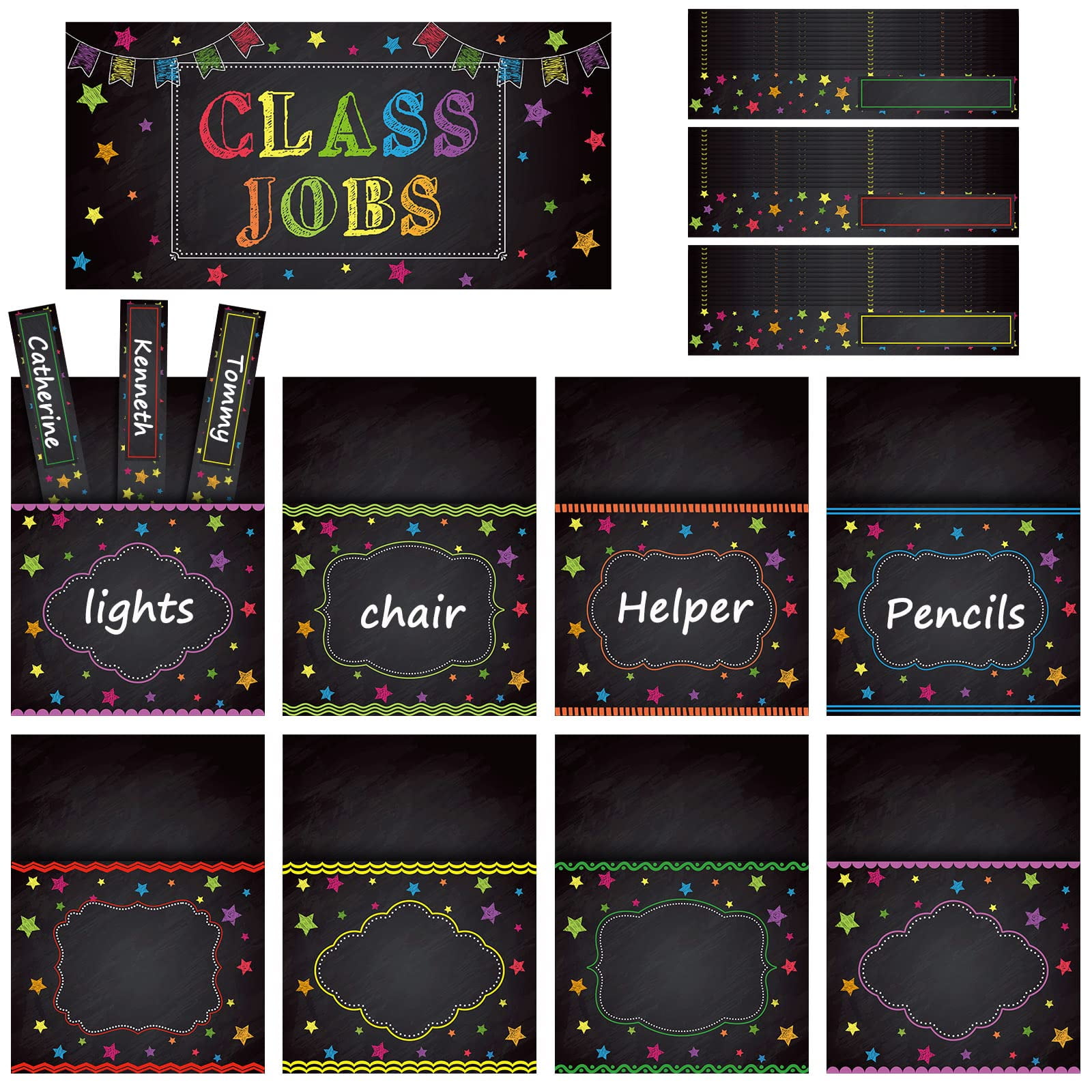Class Jobs Bulletin Board Colorful Class Jobs Pocket Chart Set Teacher ...