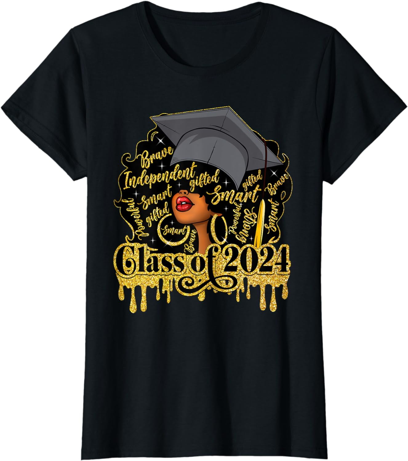 Class Of 2024 Proud Afro Black Girl Woman Graduation T-Shirt - Walmart.com