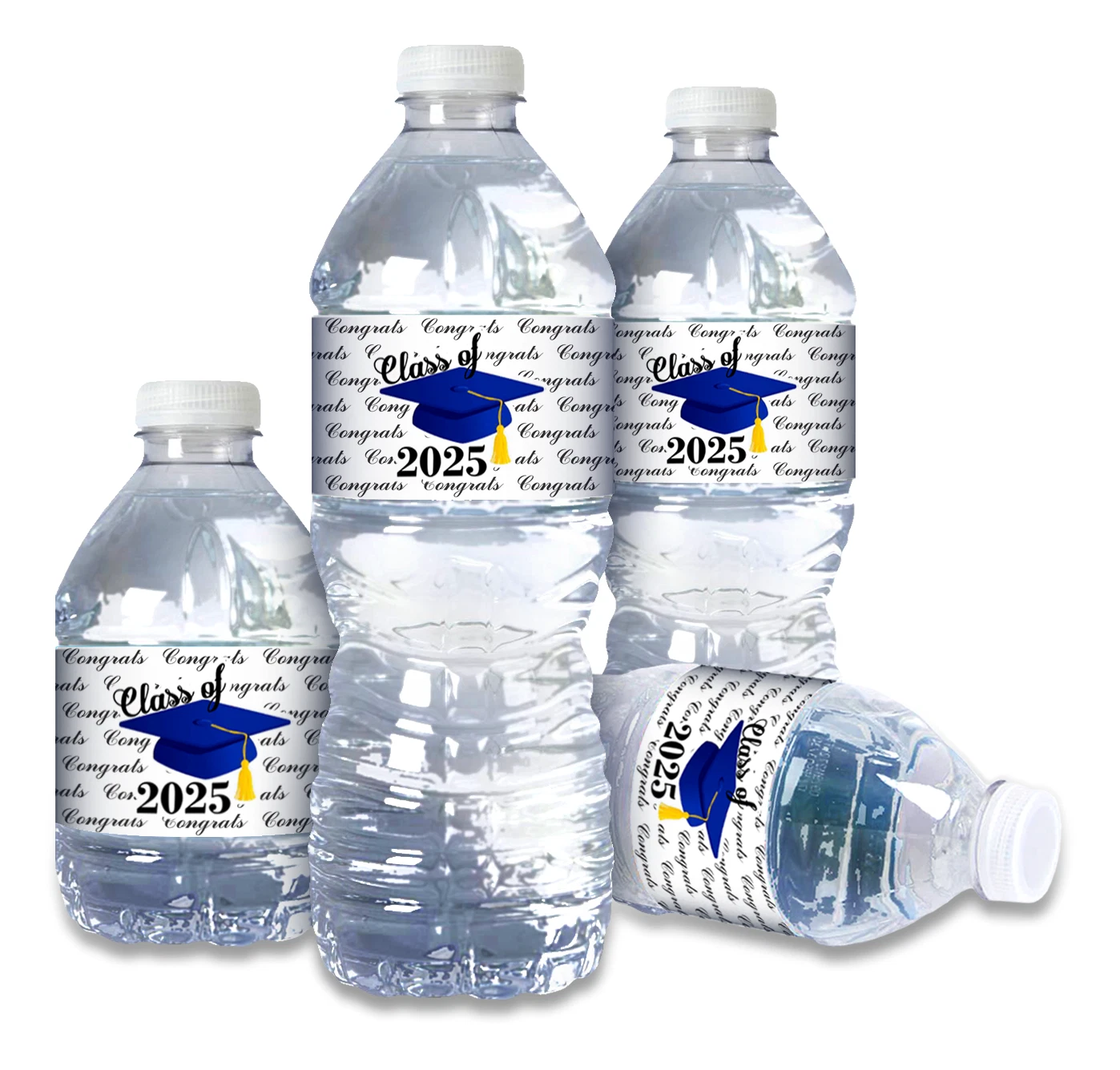 Class Of 2025 Blue Graduation Water Bottle Label Set Of 25 Waterproof ...