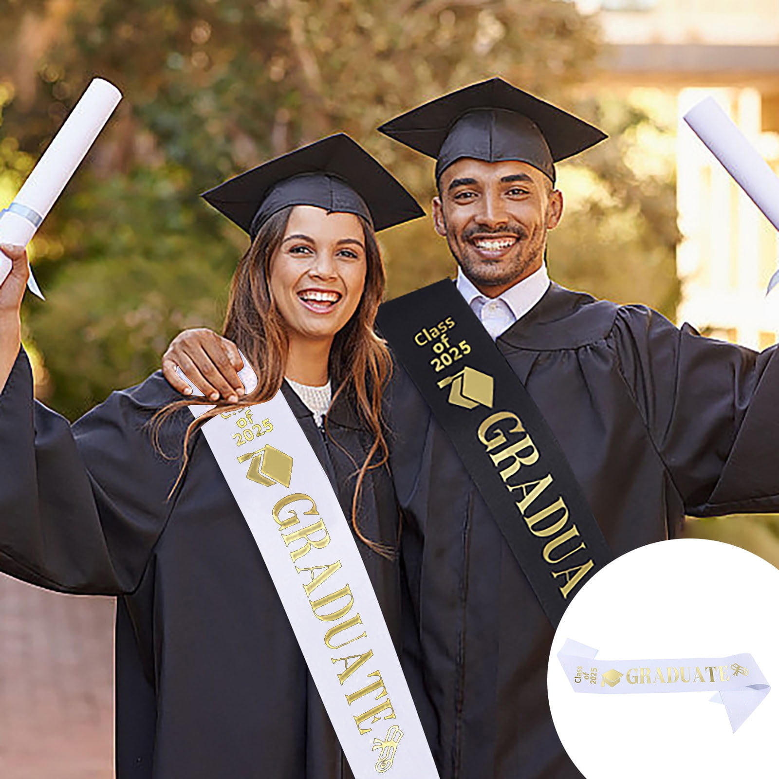 Class Of 2025 Graduation Sash With Gold Glitter Letters Elegant Satin ...