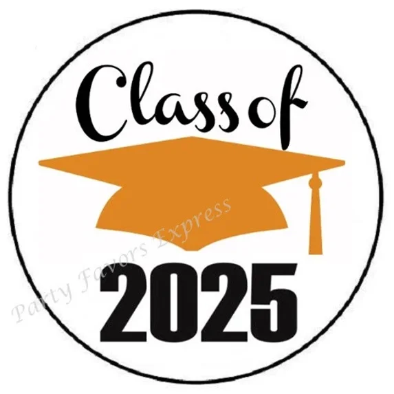 Class Of 2025 Orange Graduation Stickers Phone Decal Water Bottle ...
