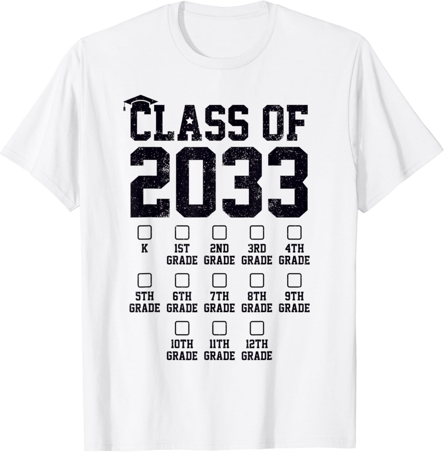 Class Of 2033 Grow With Me Check Mark First Day Of School T-Shirt ...