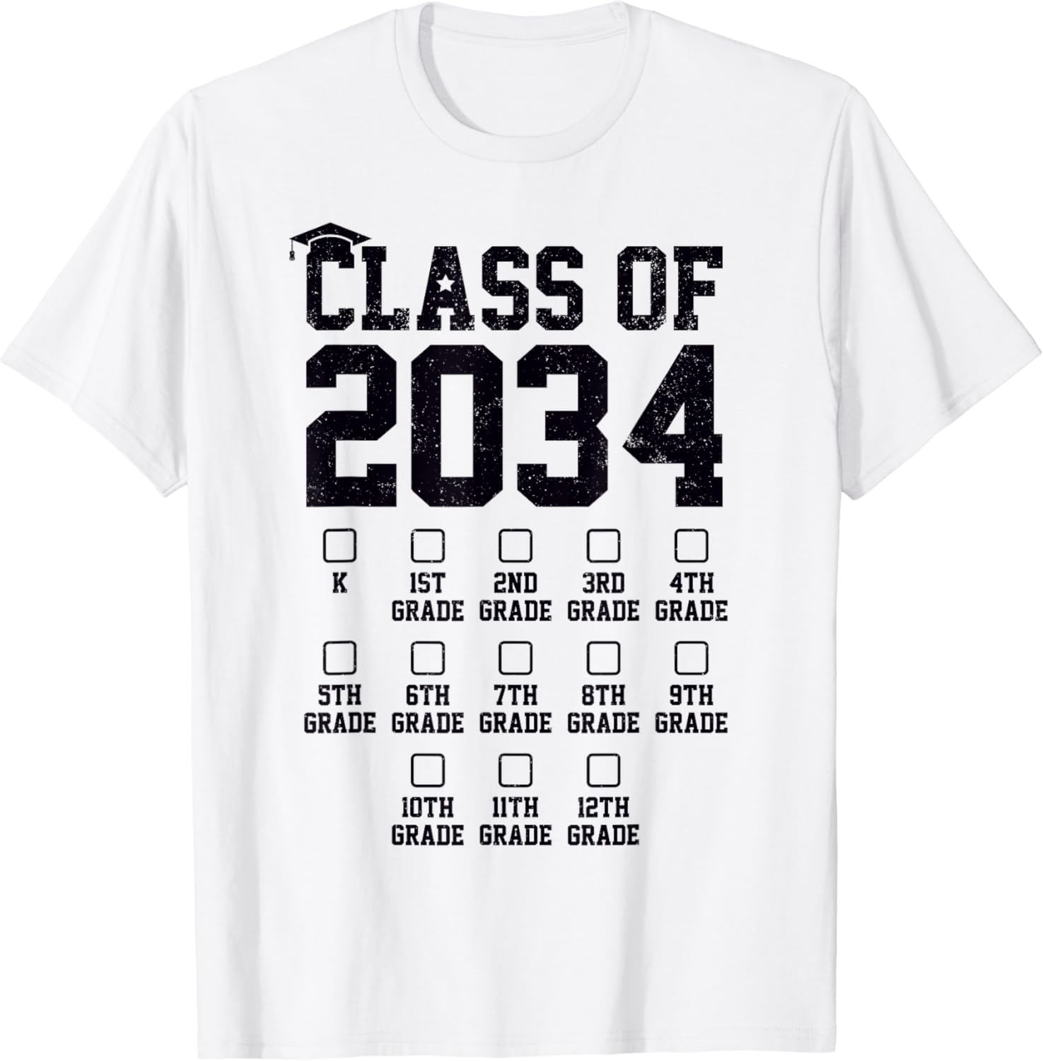 Class Of 2034 Grow With Me Check Marks First Day Of School T-Shirt ...