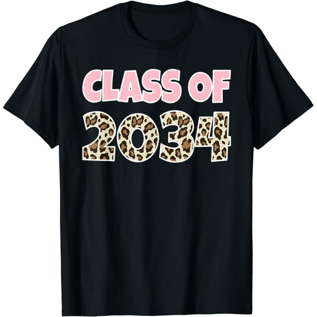 Class Of 2034 Grow With Me Leopard Kindergarten Graduation T-Shirt ...