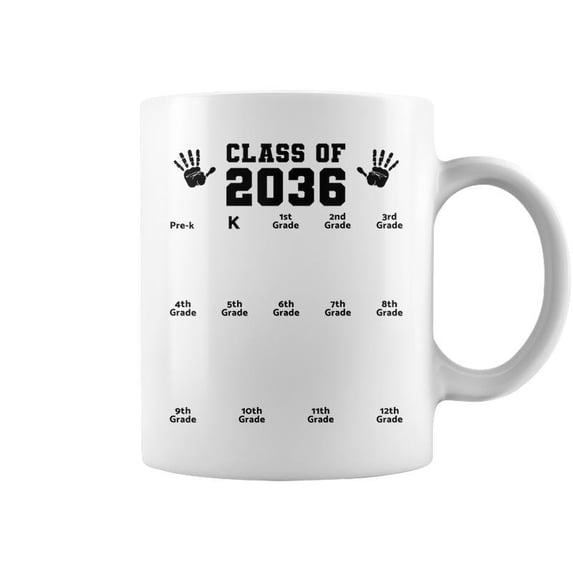 Class Of 2036 Handprint Grow With Me PreK Graduation Coffee Mugs ...