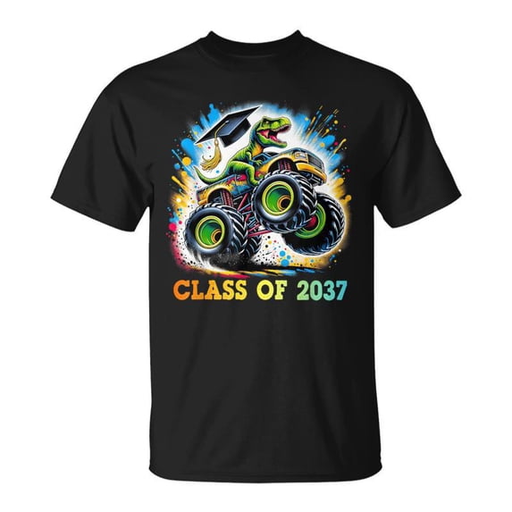 Class Of 2037 Dinosaur T Rex Riding Monster Truck Graduation TShirt ...