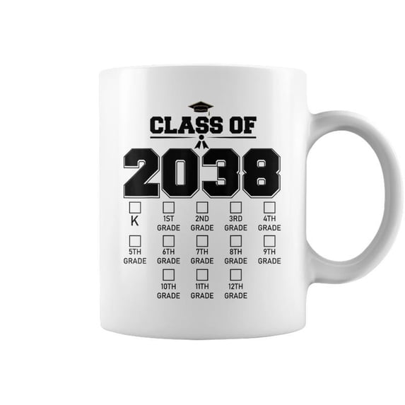 Class Of 2038 Grow With Me Checklist Kindergarten 12Th Grade Coffee ...