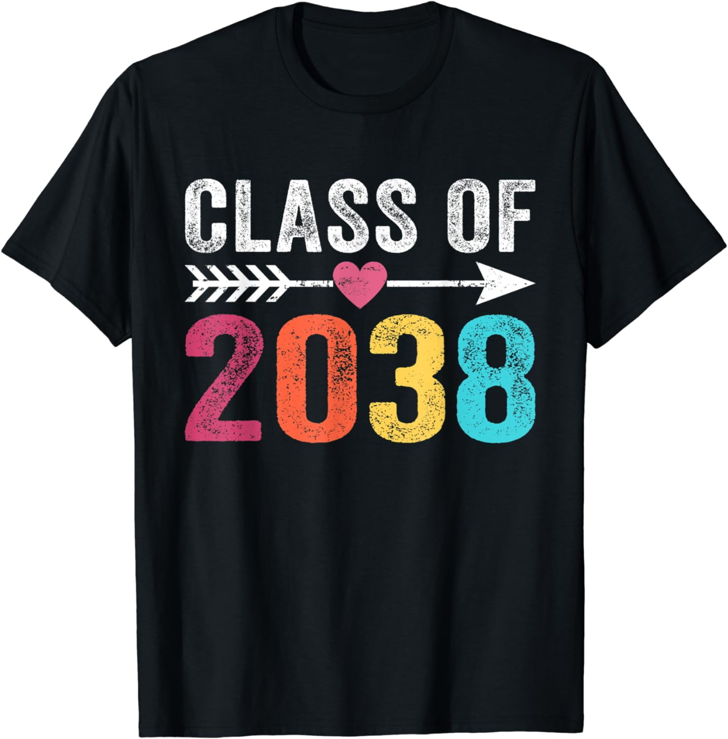 Class Of 2038 Grow With Me Graduation First Day of School Black T-Shirt ...