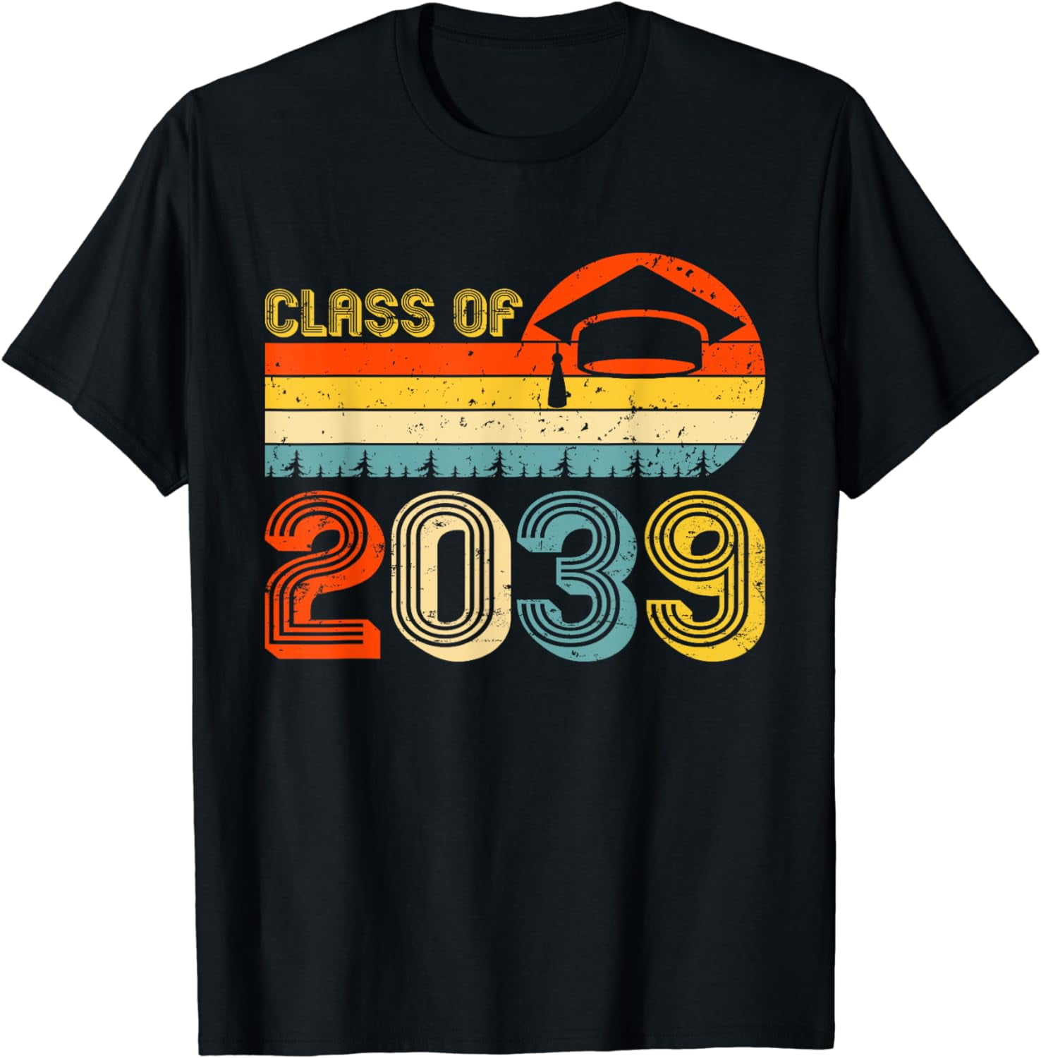 Class Of 2039 Grow With Me Graduation First Day of School T-Shirt Black ...