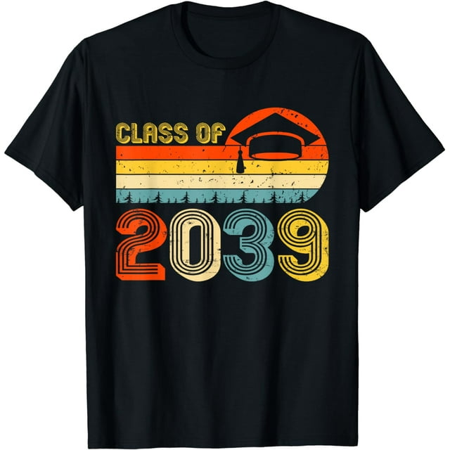 Class Of 2039 Grow With Me Graduation First Day of School T-Shirt Black ...