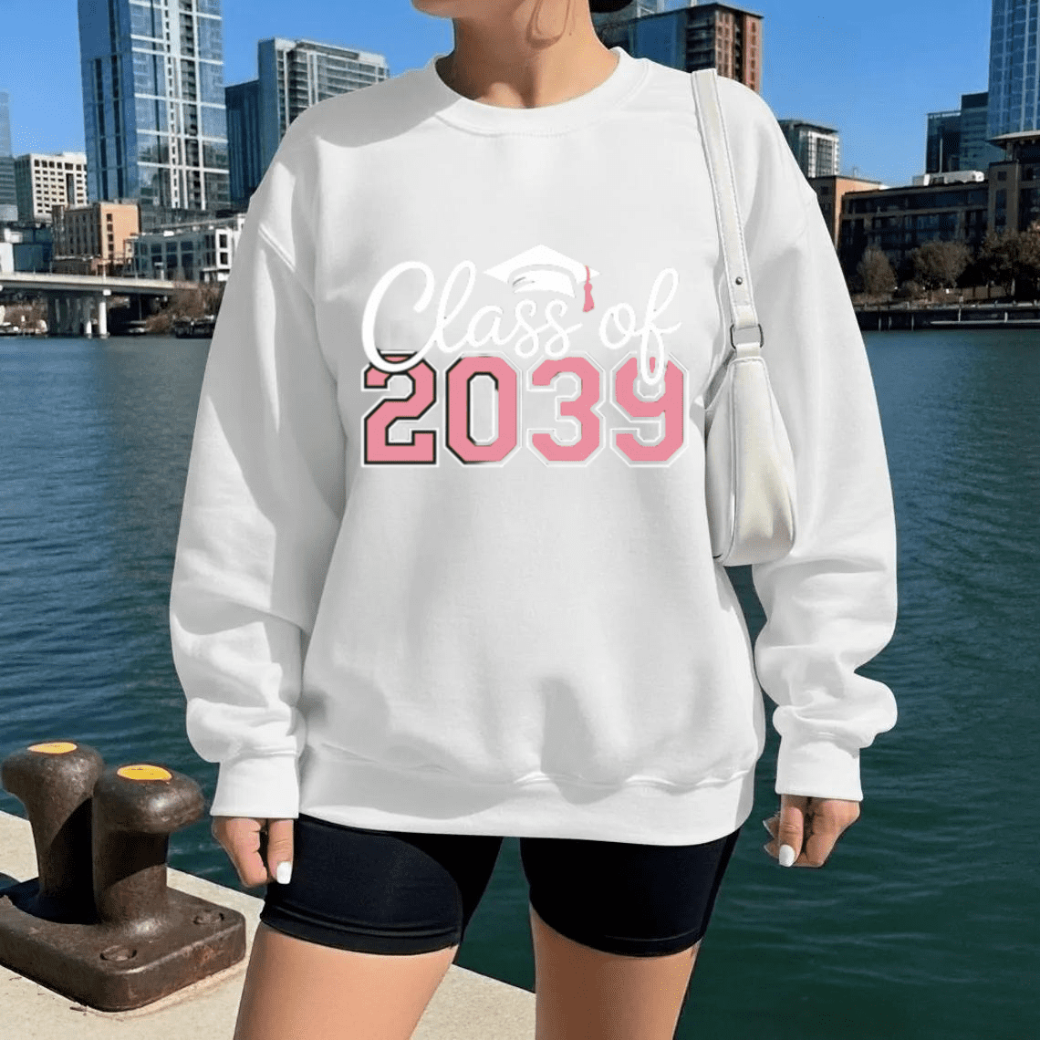 Class Of 2039 Grow With Me Graduation Pink Bow Girl Sweatshirt, up to ...