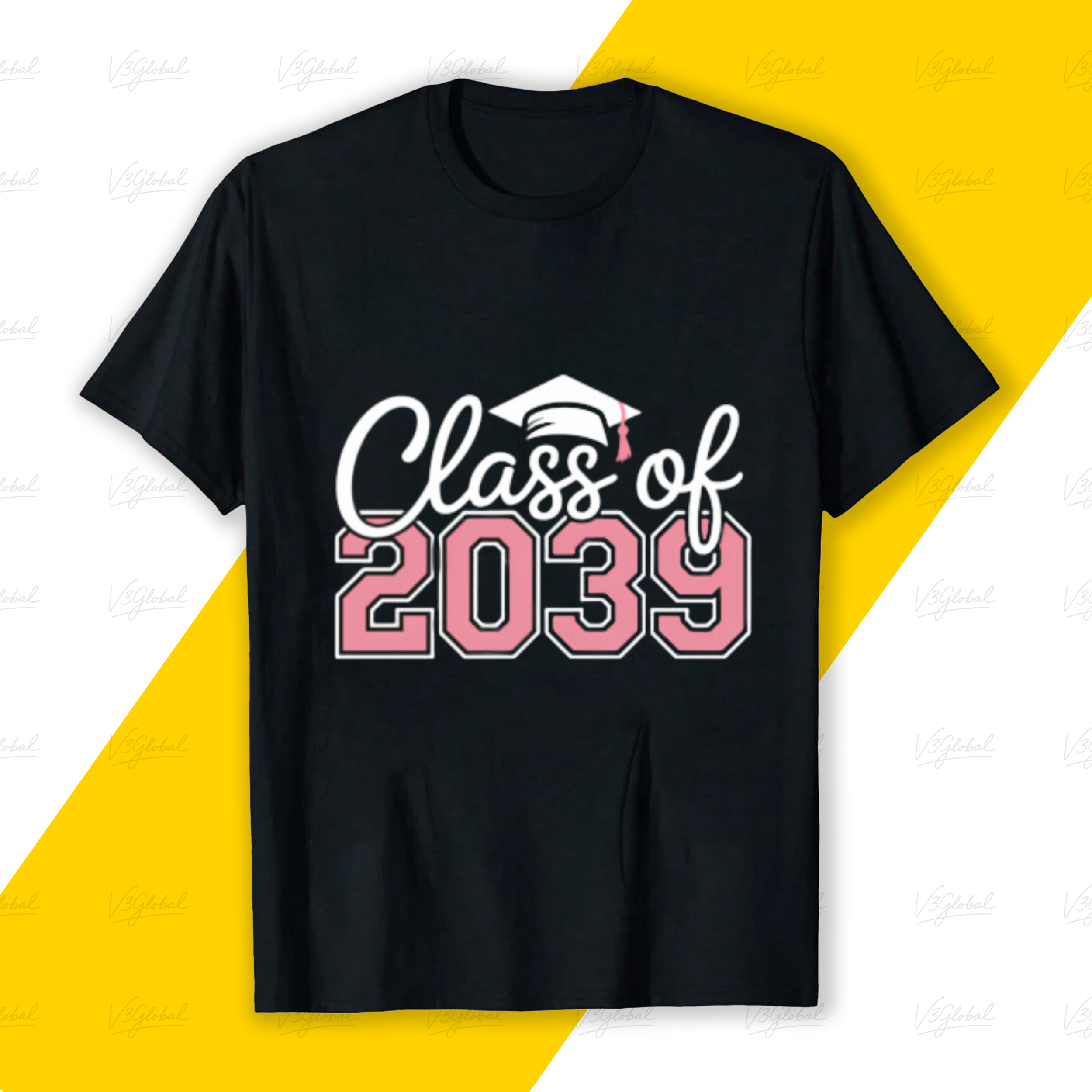Class Of 2039 Grow With Me Graduation Pink Bow Girl Unisex T-Shirt, for ...