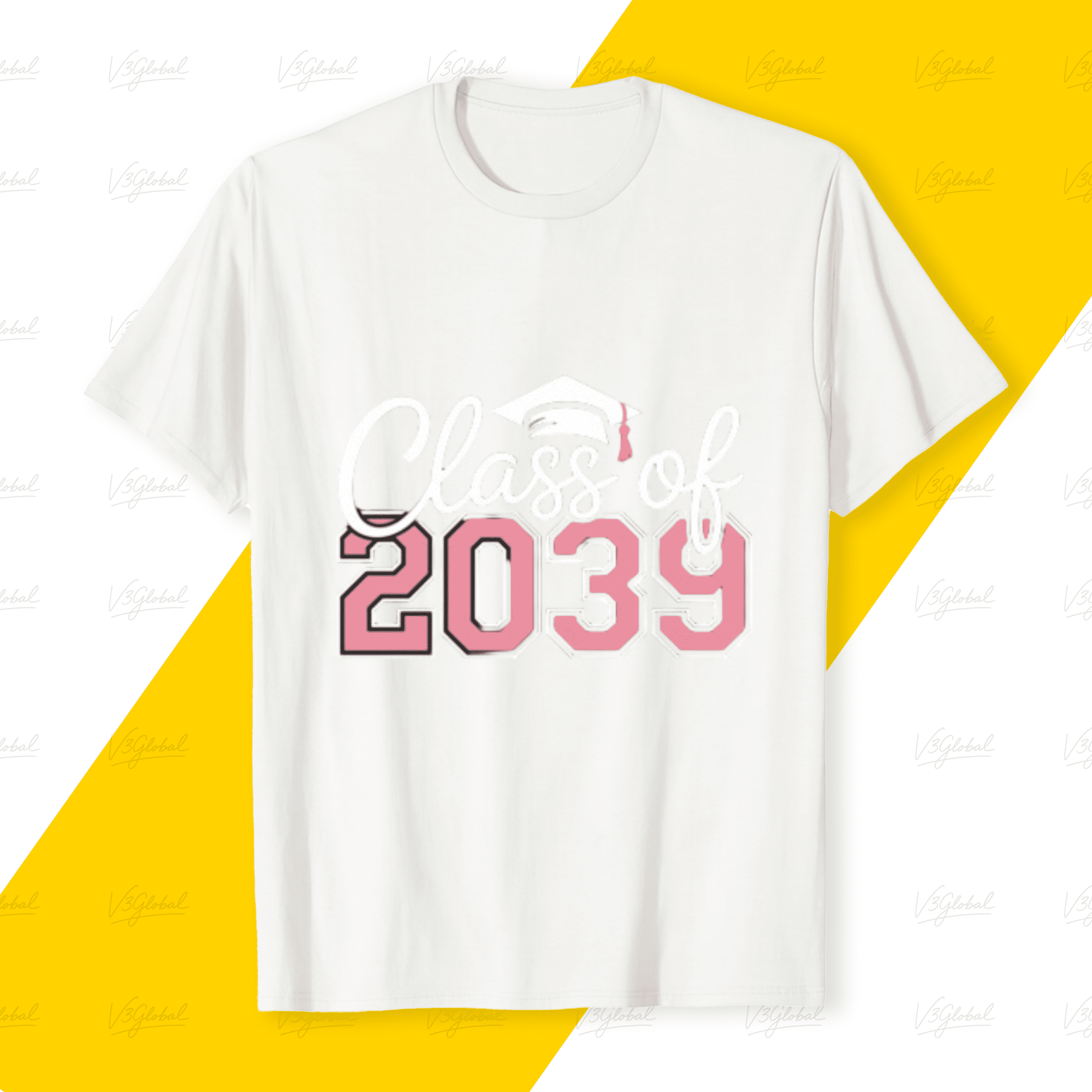 Class Of 2039 Grow With Me Graduation Pink Bow Girl Unisex T-Shirt, for Men & Women, up to Size ...