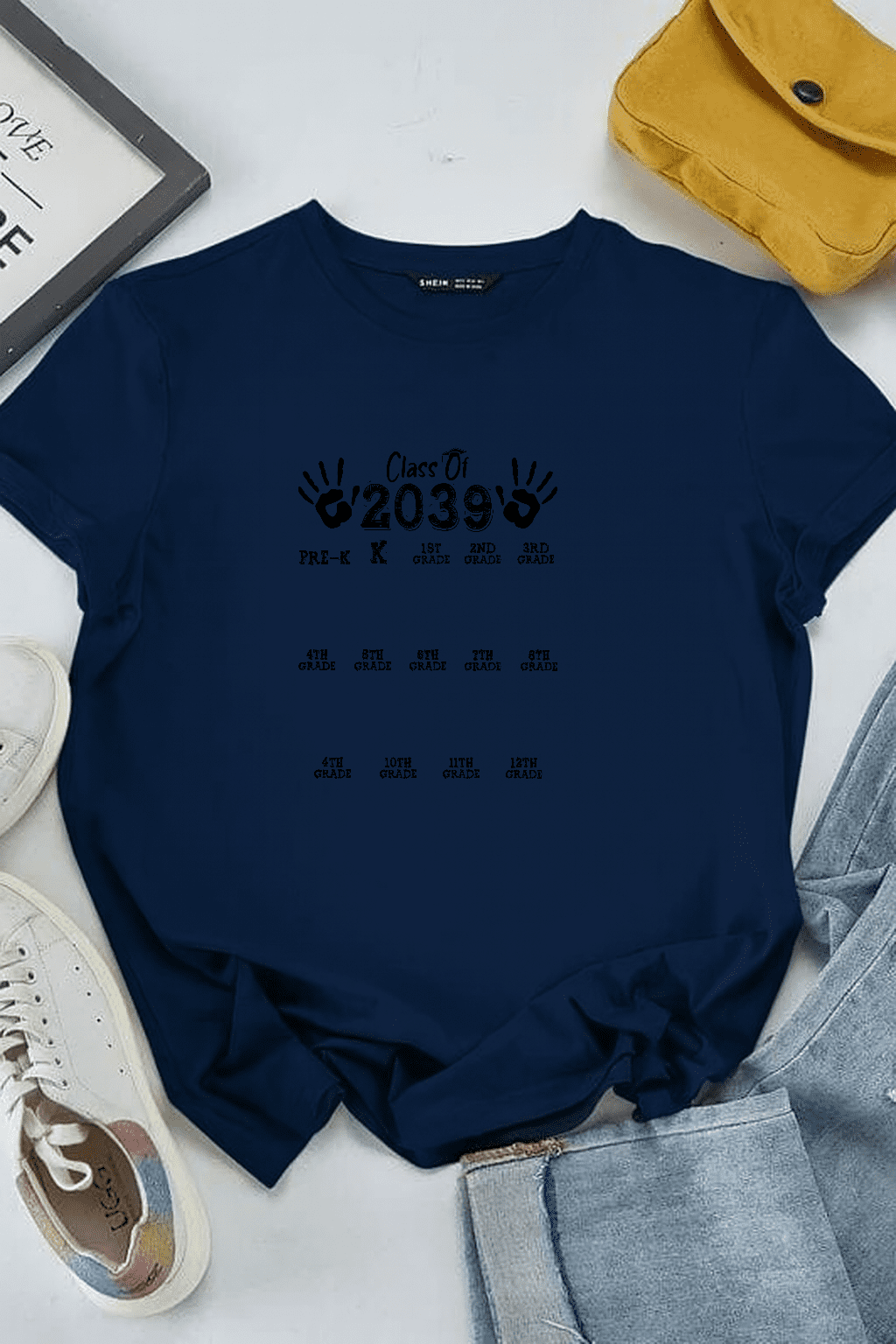 Class Of 2039 Grow With Me Kids Handprint School Milestone Unisex T-Shirt V80629 up to size 5XL ...