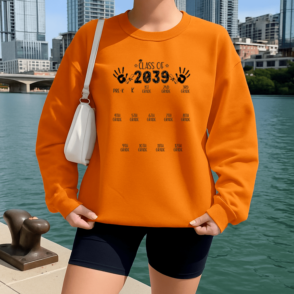 Class Of 2039 Grow With Me Pre K To 12th Handprint Sweatshirt, up to Size 5XL - Walmart.com