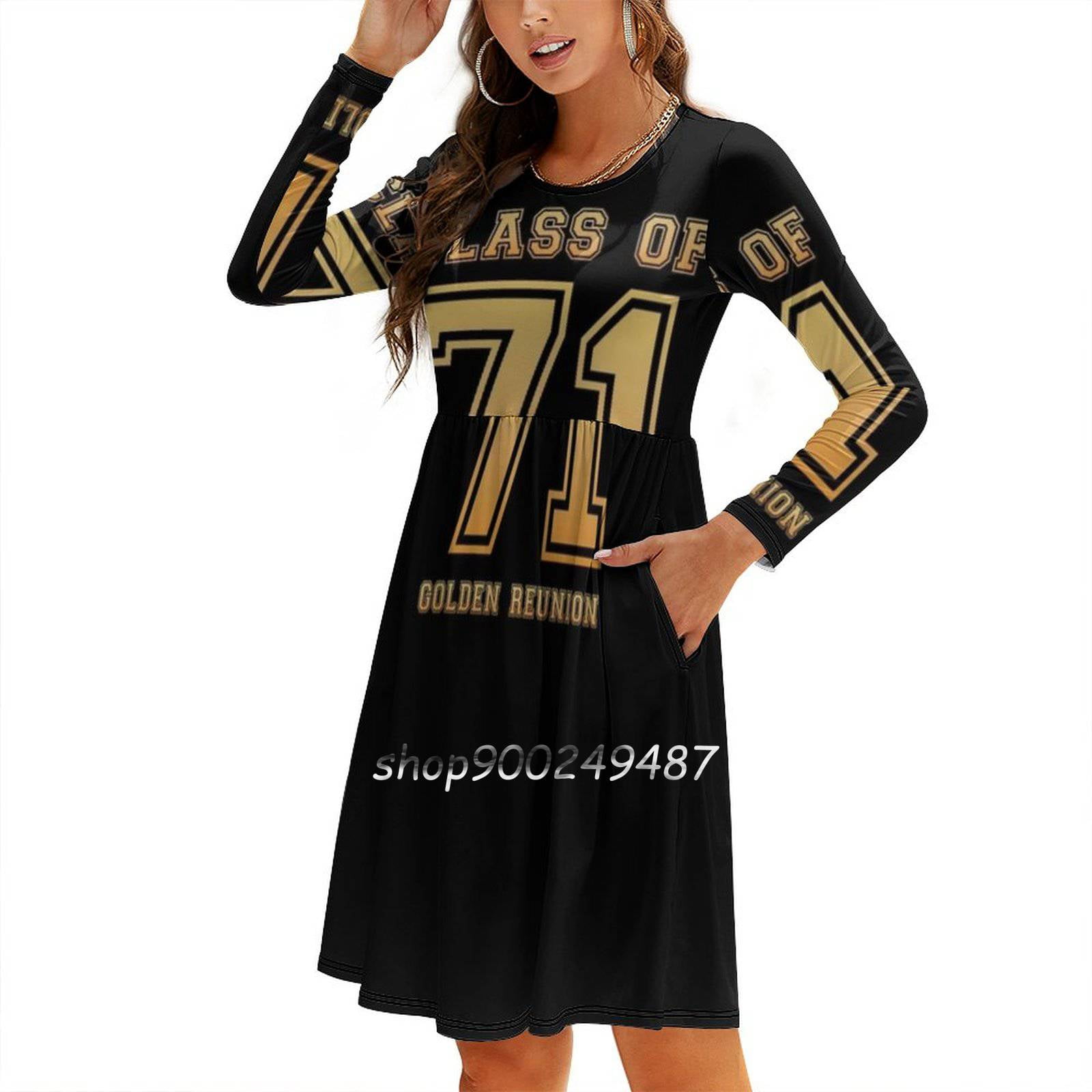 Class Of 71 1971 Class Reunion 50Th Gold Reunion Square Neck Dress Cute Loose Pr - Walmart.com
