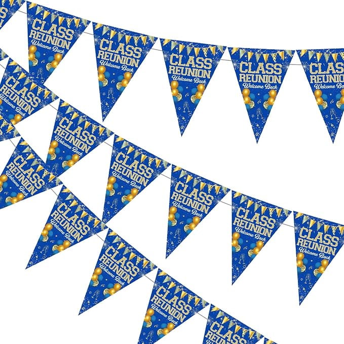 Class Reunion Banner 3Pcs School Class Reunion Pennant Banner Blue ...