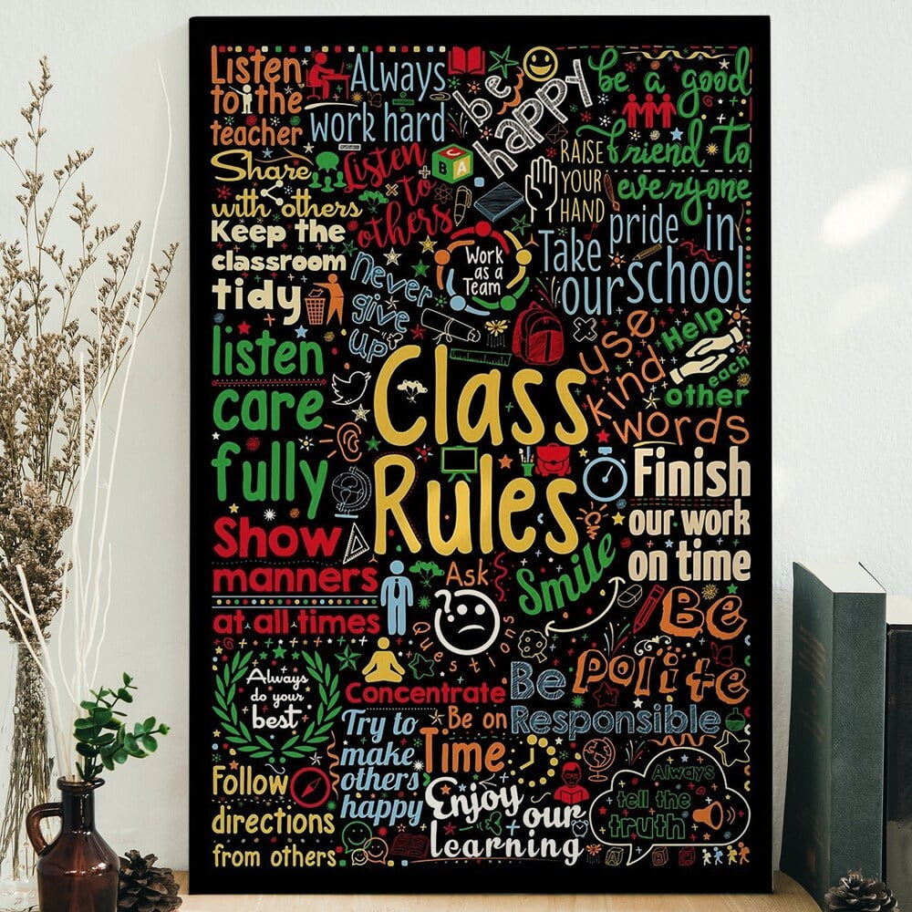 Class Rules Back To School Gift For Teacher Poster, Classroom Rules ...