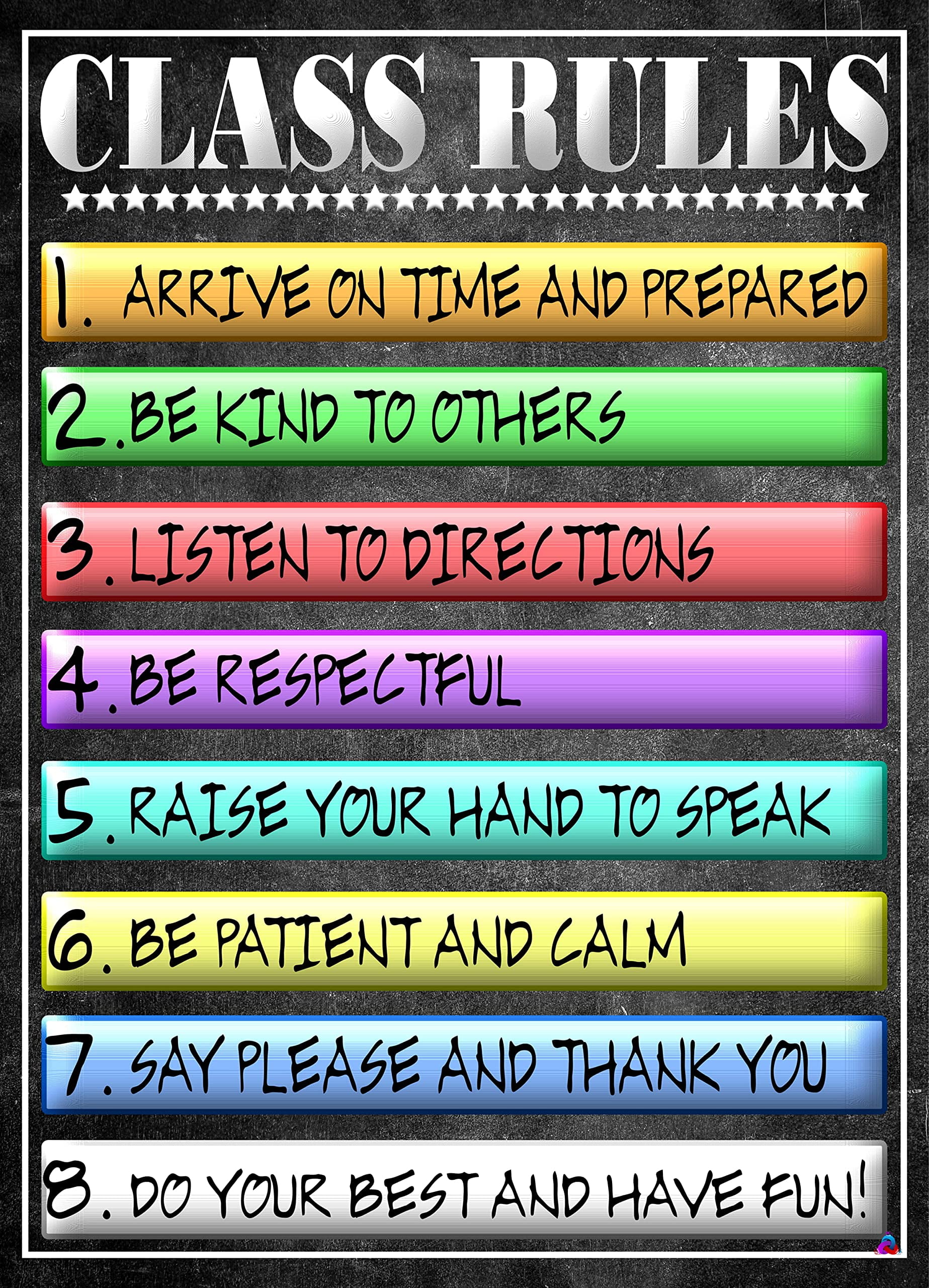 Class Rules Poster Laminated Size 14x19.5 in. Back To School Classroom ...
