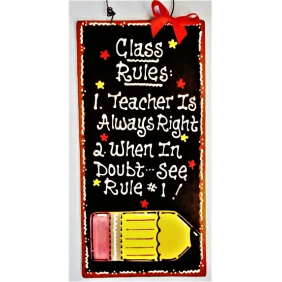 Class Rules Teacher Sign Classroom Wall Door Hanger Plaque Aide School ...