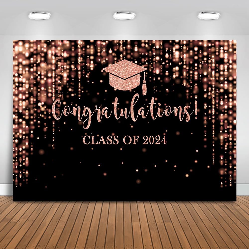 Class of 2023 Backdrop Rose Gold Bokeh Graduation Party Background 2023 ...