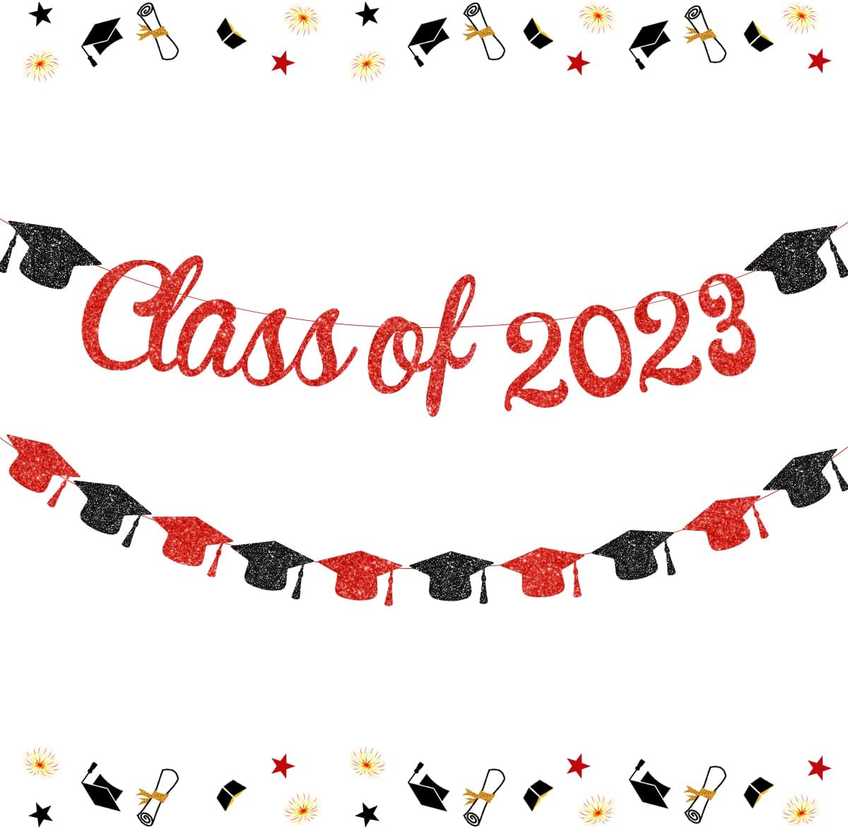 Class of 2023 Banner Red 2023 Graduation Decorations Red and Black ...