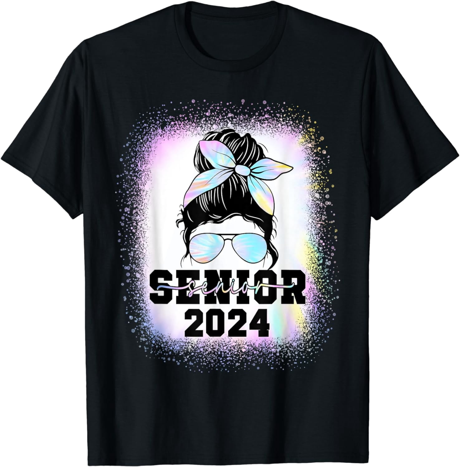 Class of 2023 Girls Womens Messy Bun Senior 23 Graduation T-Shirt ...