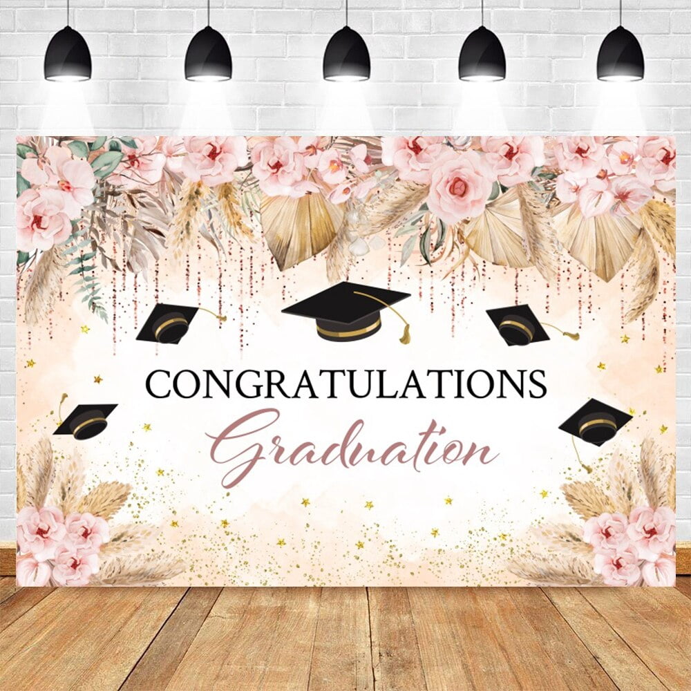 Class of 2023 Graduation Backdrop Black Gold Glitter Balloons Congrats ...
