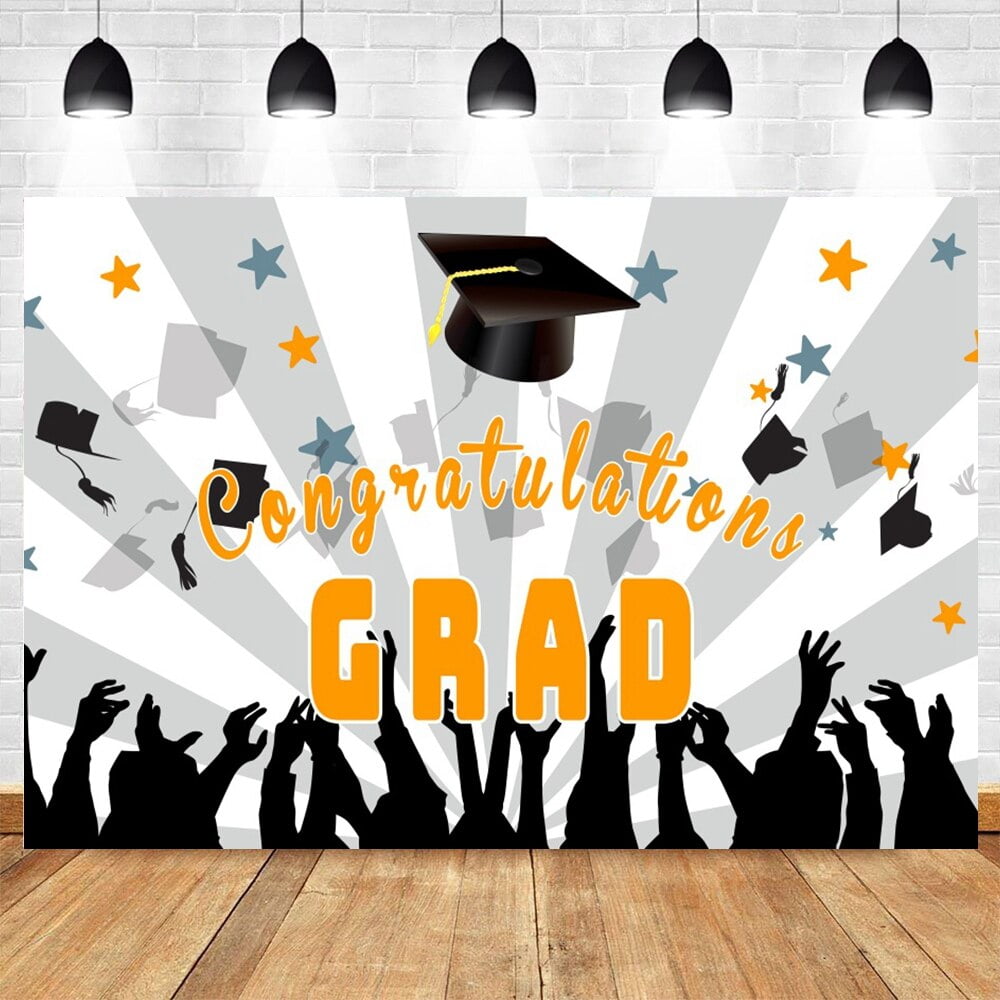 Class of 2023 Graduation Backdrop Black Gold Glitter Balloons Congrats ...