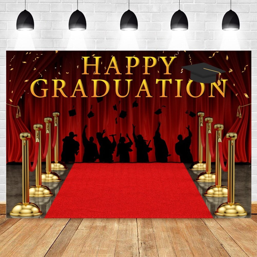 Class of 2023 Graduation Backdrop Black Gold Glitter Balloons Congrats ...