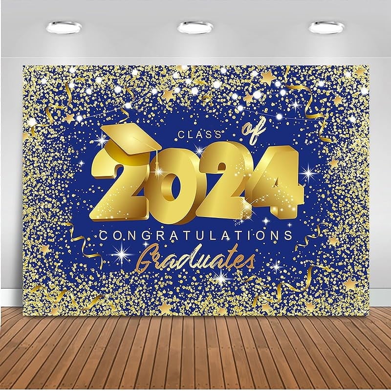 Class of 2024 Backdrop 7x5ft Black and Silver Glitter Congrats Grad ...