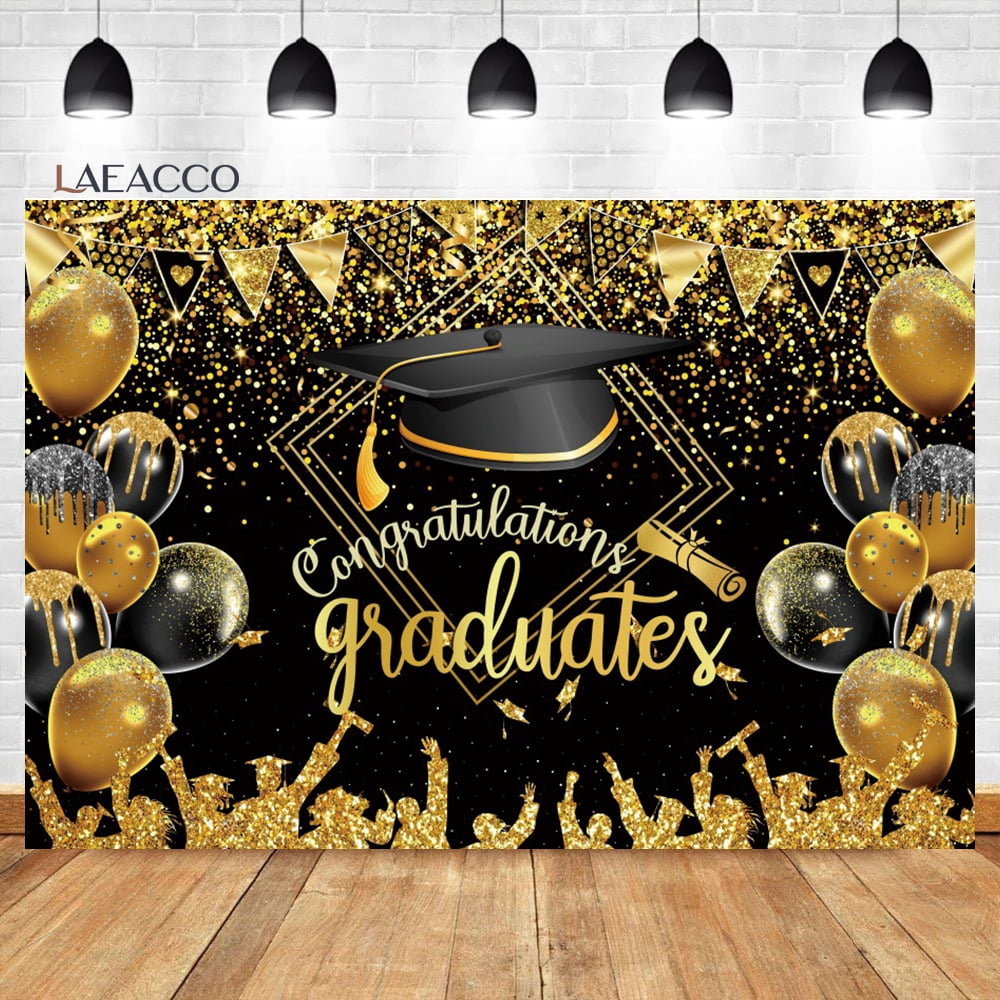 Class of 2024 Backdrop Royal Blue and Gold Glitter Congrats Grad Party ...