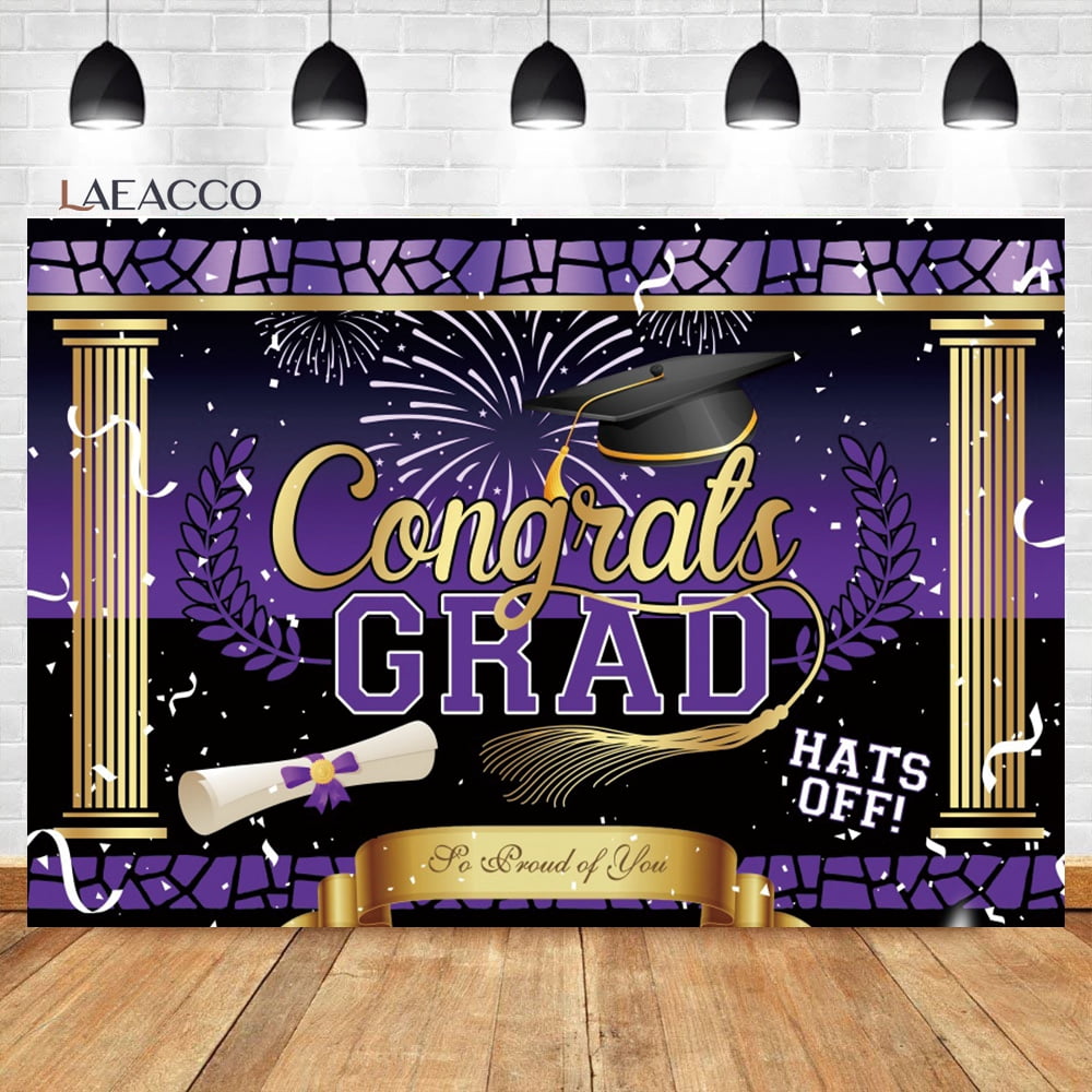 Class of 2024 Backdrop Royal Blue and Gold Glitter Congrats Grad Party ...