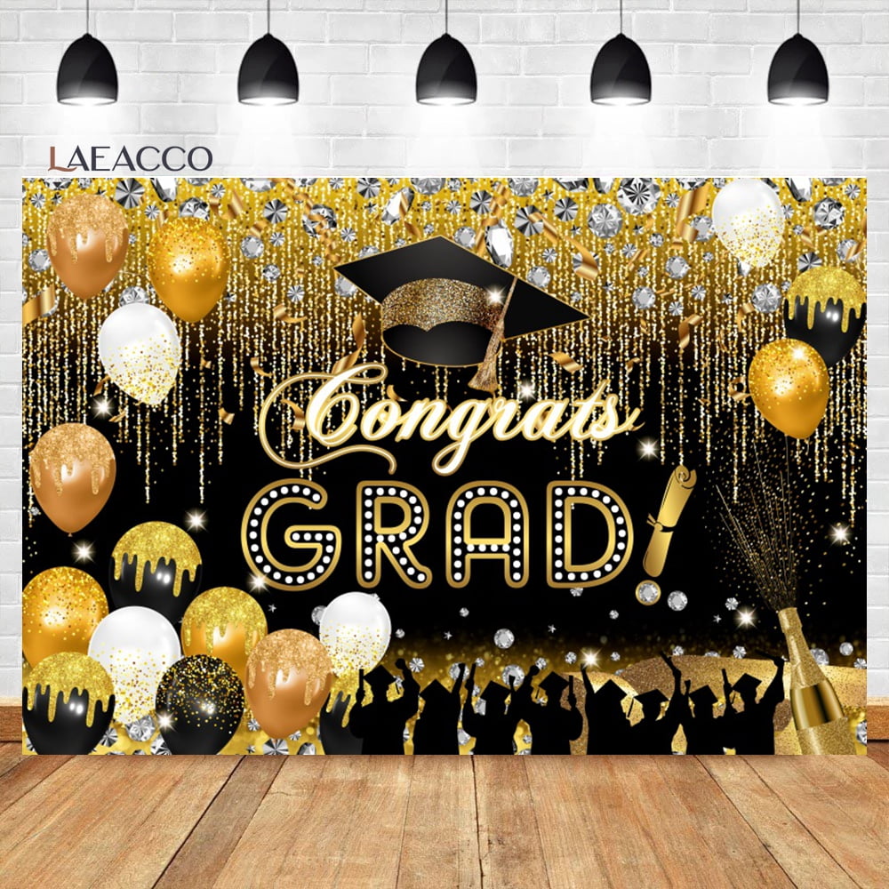 Class of 2024 Backdrop Royal Blue and Gold Glitter Congrats Grad Party ...