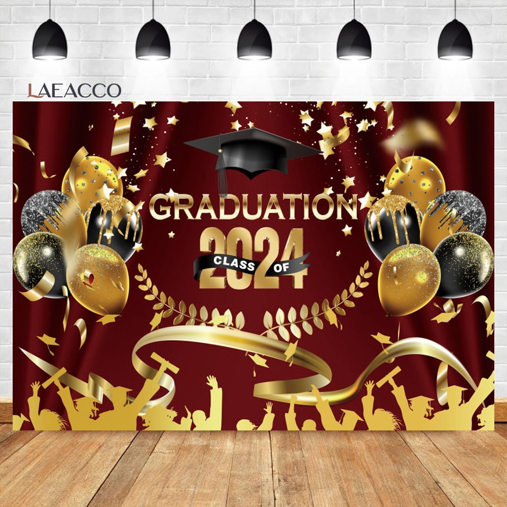Class of 2024 Backdrop Royal Blue and Gold Glitter Congrats Grad Party ...