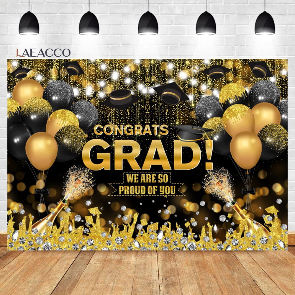 Class of 2024 Backdrop Royal Blue and Gold Glitter Congrats Grad Party ...