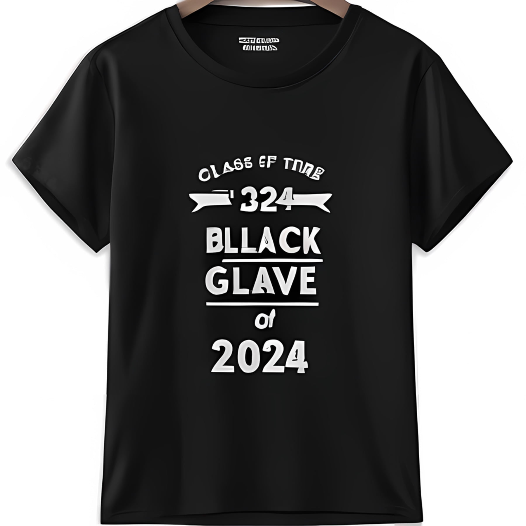 Class of 2024 Black Glave School T-Shirt with Customizable Numbers Bold ...