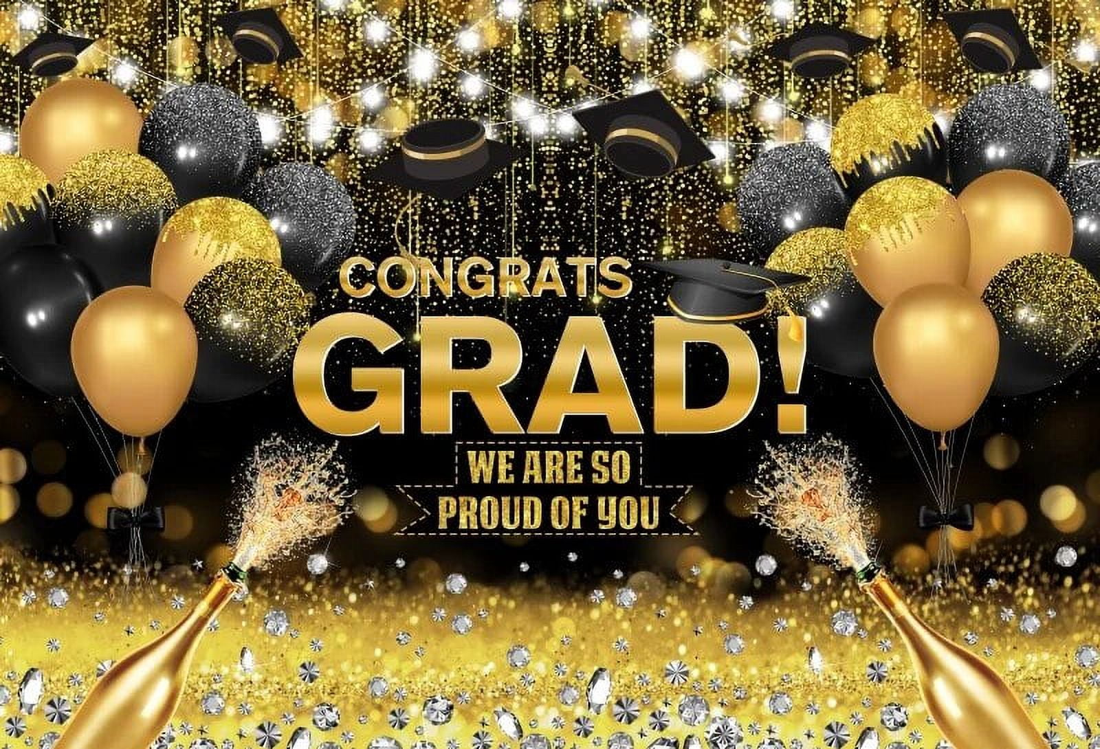 Class of 2024 Graduation Backdrop Black And Gold Balloon Congrat Grad ...