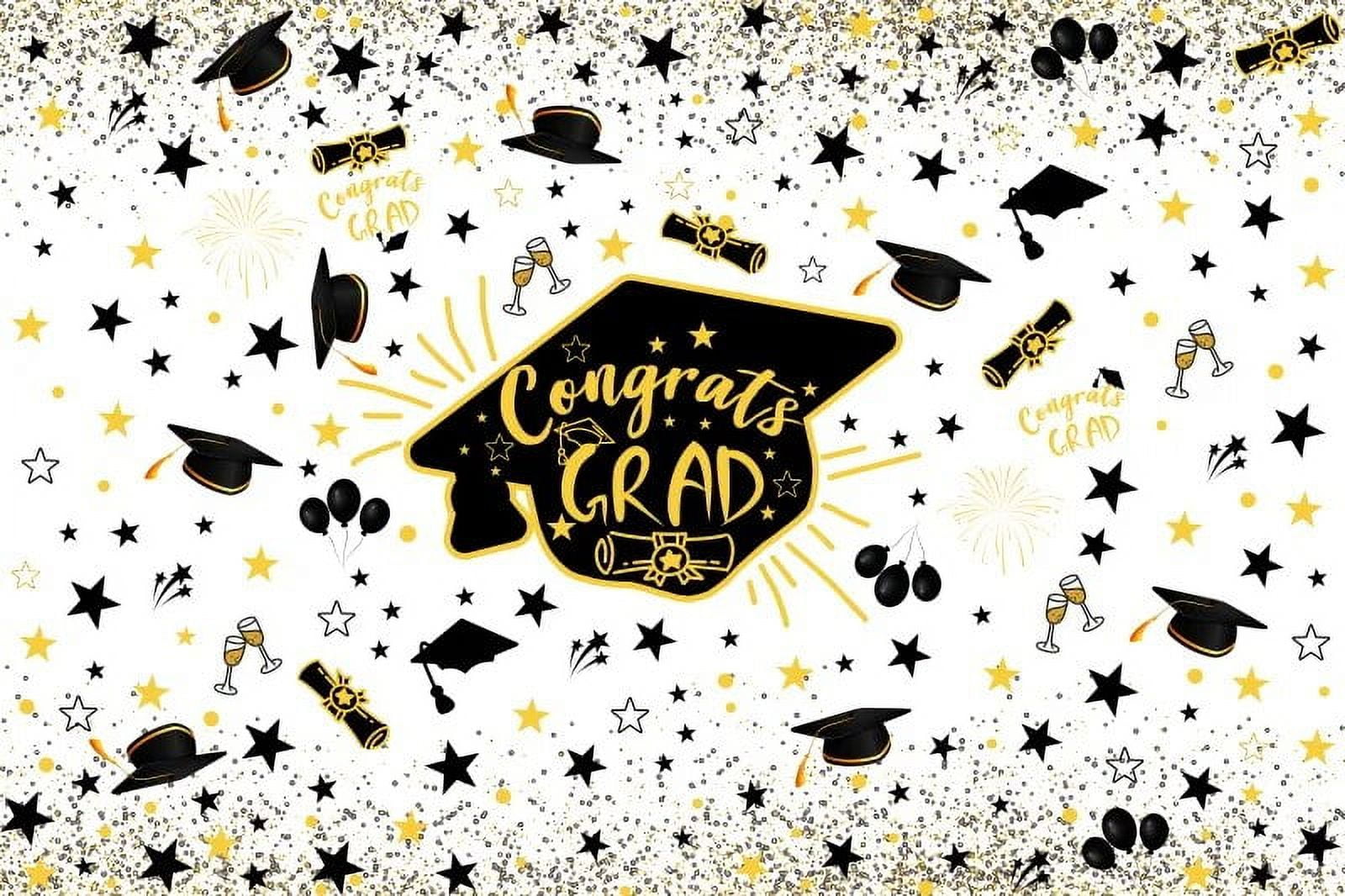 Class of 2024 Graduation Backdrop Black And Gold Balloon Congrat Grad ...