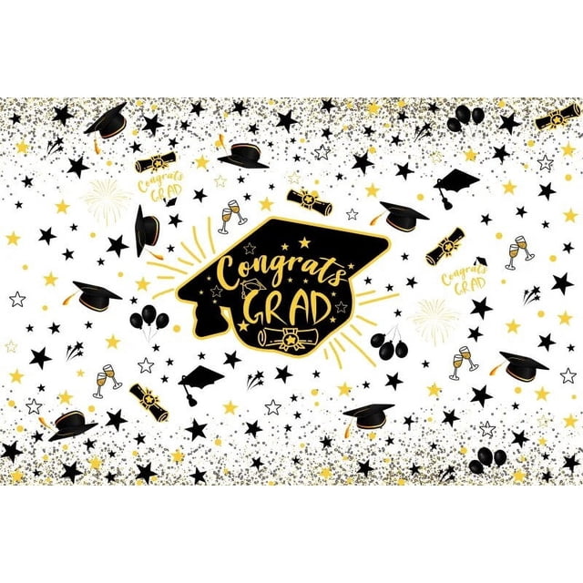 Class of 2024 Graduation Backdrop Black And Gold Balloon Congrat Grad ...