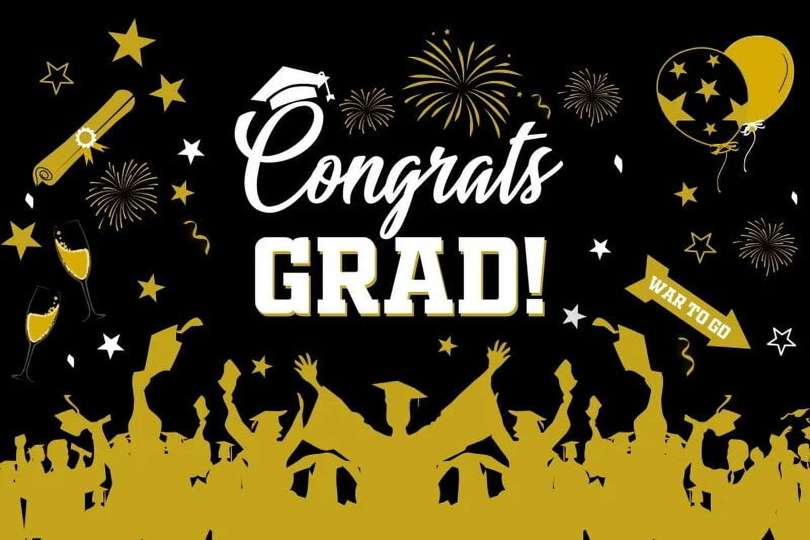 Class of 2024 Graduation Backdrop Black And Gold Balloon Congrat Grad ...